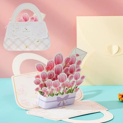 China Custom OEM 3D Pop-Up Flower Bouquet Greeting Card with Premium Thick Cardstock, Full-Color Printing, and Precision Die-Cutting for sale