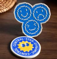 China Embossed Cotton Paper Souvenir Badges With Metal Backing For Clothing for sale