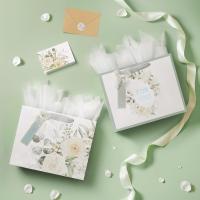 China Floral Paper Gift Bag With Satin Ribbon Handle For Birthday Wedding for sale
