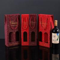 China Red Wine Gift Box With Handle And Window For Champagne Presentation for sale