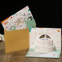 China Three Dimensional Pop Up Birthday Card With Cake For Party Blessing for sale