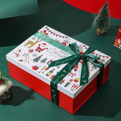 China Christmas Rigid Gift Box With Ribbon Closure For Holiday Packaging for sale