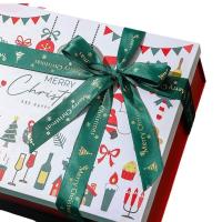 China Christmas Rigid Gift Box With Ribbon Closure For Holiday Packaging for sale