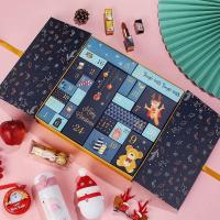 China Double Door Christmas Advent Calendar Box Ribbon Tie Rigid Gift Packaging for sale