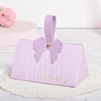 China Custom Wedding Candy Gift Box with Bow Handle Elegant Paper Favor Packaging Box for sale