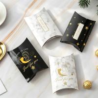 China Paper Pillow Boxes Foil Stamped Foldable Packaging for Gift Candy for sale