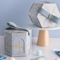 China Hexagonal Paper Favor Boxes Strap Handle For Wedding Party Candy for sale