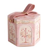 China Hexagonal Paper Favor Boxes Strap Handle For Wedding Party Candy for sale