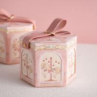 China Hexagonal Paper Favor Boxes Strap Handle For Wedding Party Candy for sale