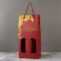 China Corrugated Wine Packaging Boxes Window Rope Handle For Bottle Gift for sale