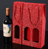 China Corrugated Wine Packaging Boxes Window Rope Handle For Bottle Gift for sale
