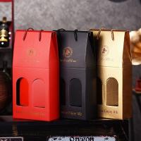 China Paper Wine Gift Box With Rope Handles And Window For Bottle Packaging for sale
