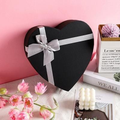 China Heart Shaped Rigid Gift Boxes With Ribbon Bow For Luxury Packaging for sale