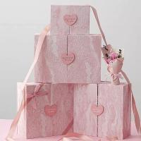 China Double Door Folding Gift Boxes with Heart Seal and Paper Bag Set for sale