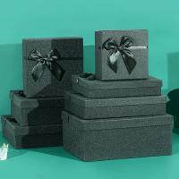 China Glitter Rigid Gift Box Lid and Base Packaging With Satin Bow Ribbon for sale