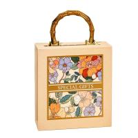 China Suitcase Style Rigid Gift Boxes With Bamboo Handle For Luxury Packaging for sale