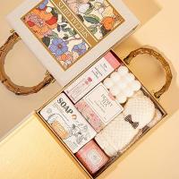 China Suitcase Style Rigid Gift Boxes With Bamboo Handle For Luxury Packaging for sale