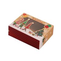 China Christmas Kraft Paper Bakery Box With Clear Window For Holiday Treats for sale