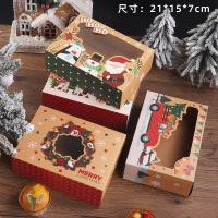 China Christmas Kraft Paper Bakery Box With Clear Window For Holiday Treats for sale