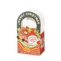 China Christmas Gift Boxes Cartoon Santa Pattern Paper Tote With Arch Handle for sale