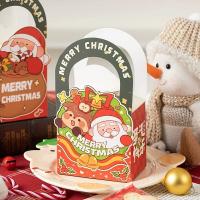 China Christmas Gift Boxes Cartoon Santa Pattern Paper Tote With Arch Handle for sale
