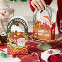 China Christmas Gift Boxes Cartoon Santa Pattern Paper Tote With Arch Handle for sale