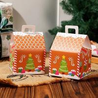 China Gingerbread House Christmas Paper Gable Box With Top Handle For Treats for sale
