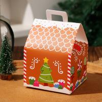 China Gingerbread House Christmas Paper Gable Box With Top Handle For Treats for sale