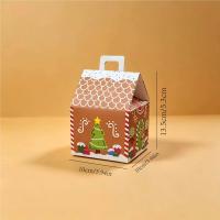 China Gingerbread House Christmas Paper Gable Box With Top Handle For Treats for sale