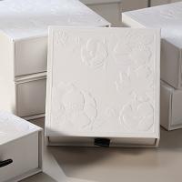 China Embossed Floral Drawer Jewelry Box with Ribbon Pull for Ring Necklace Packaging for sale