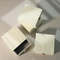 China Embossed Floral Drawer Jewelry Box with Ribbon Pull for Ring Necklace Packaging for sale