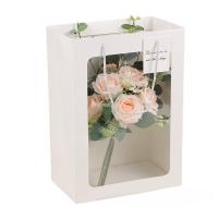 China Clear Window Paper Gift Bags with Handles for Flower Packaging for sale