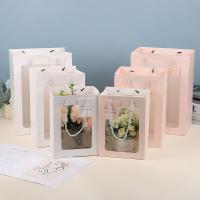 China Clear Window Paper Gift Bags with Handles for Flower Packaging for sale