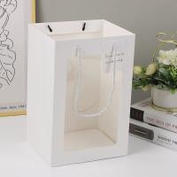 China Clear Window Paper Gift Bags with Handles for Flower Packaging for sale