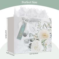 China Floral Gift Bag Set With Ribbon Handles And Greeting Card For Luxury Retail Packaging for sale