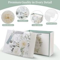 China Floral Gift Bag Set With Ribbon Handles And Greeting Card For Luxury Retail Packaging for sale