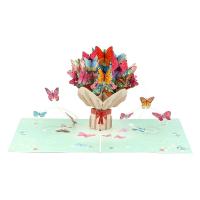 China 3D Butterfly Bouquet Pop Up Greeting Cards With Multi-Tiered Layered Design for sale