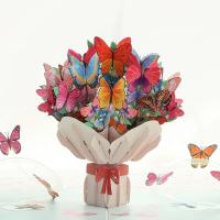 China 3D Butterfly Bouquet Pop Up Greeting Cards With Multi-Tiered Layered Design for sale