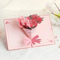 China 3D Floral Bouquet Pop Up Greeting Card With Striped Cone Design for sale