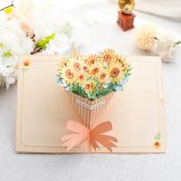 China 3D Floral Bouquet Pop Up Greeting Card With Striped Cone Design for sale