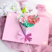 China 3D Floral Bouquet Pop Up Greeting Card With Striped Cone Design for sale