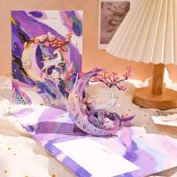 China 3d Pop Up Greeting Cards With Laser-cut Cosmic Crescent Moon And Whale Motifs for sale