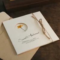 China Handmade Dried Flower Greeting Cards With Jute Twine Bow For Wedding Invitations for sale