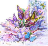 China 3D Butterfly Pop Up Greeting Cards With Floral Wreath Design for sale