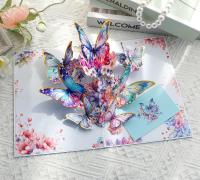 China 3D Butterfly Pop Up Greeting Cards With Floral Wreath Design for sale
