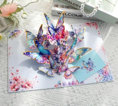 China 3D Butterfly Pop Up Greeting Cards With Floral Wreath Design for sale
