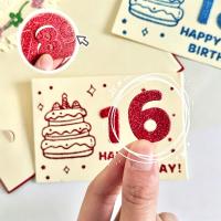 China 3D Birthday Cake Pop Up Greeting Card With DIY Glitter Numbers for sale
