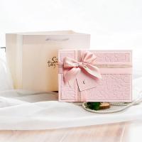 China Luxury Embossed Rose Rigid Gift Box With Satin Ribbon And Lift-Off Lid for sale