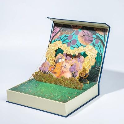 China Book Style Rigid Gift Boxes With 3D Pop Up Greeting Card And Inner Sub Boxes for sale