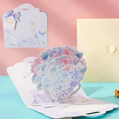 China 3D Pop-Up Handbag Shape Greeting Cards With Floral Bouquet Design For Gifting for sale